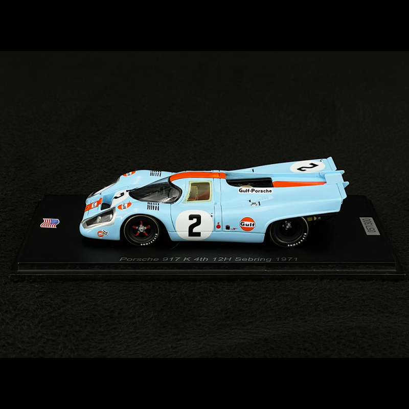 Porsche 917 K Gulf n° 2 4. 12h Sebring 1971 1/43 Spark US345