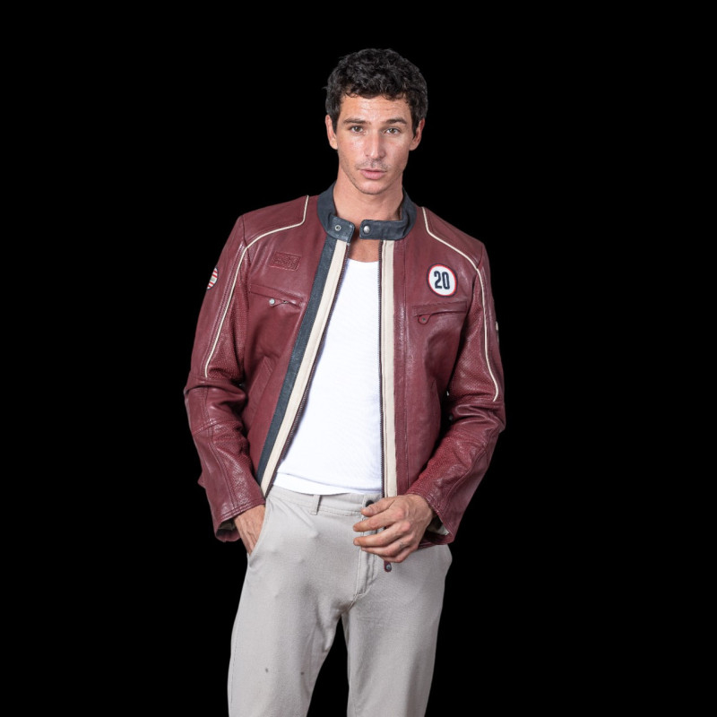 Steve McQueen Jacket Liam Dark Red Leather – 1971 Racing Style for Men – Article ID 27671-4010