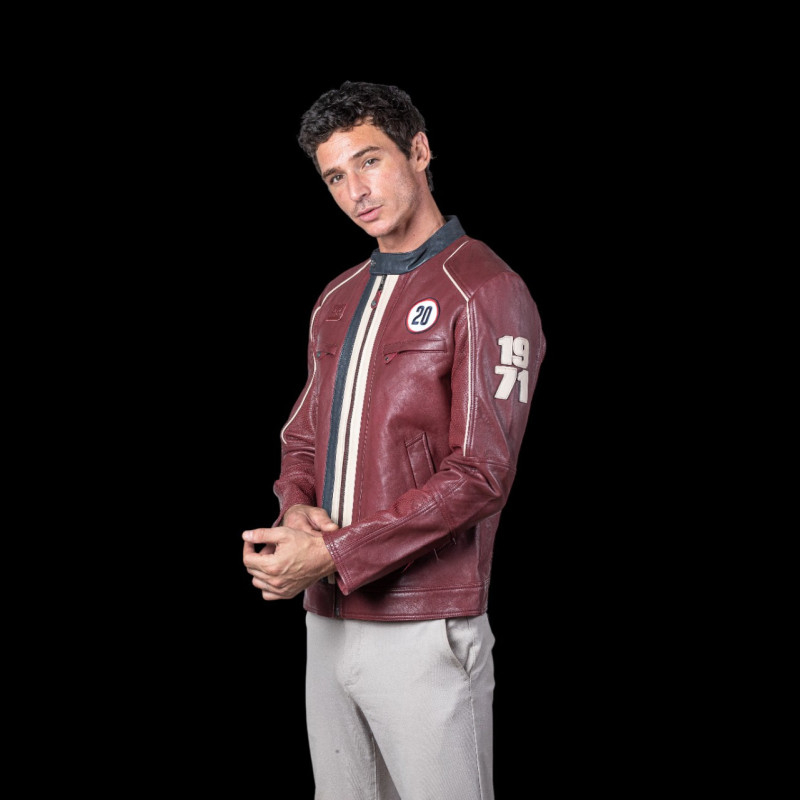 Steve McQueen Lederjacke Liam Dunkelrot Herren – Racing-Stil 1971 ...