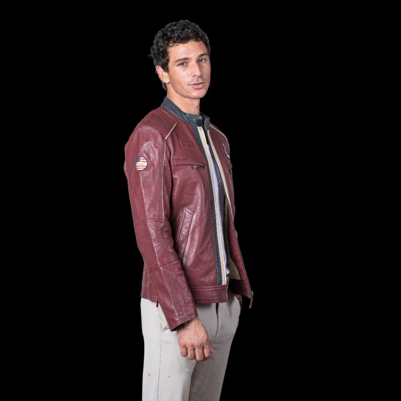 Steve McQueen Lederjacke Liam Dunkelrot Herren – Racing-Stil 1971 ...