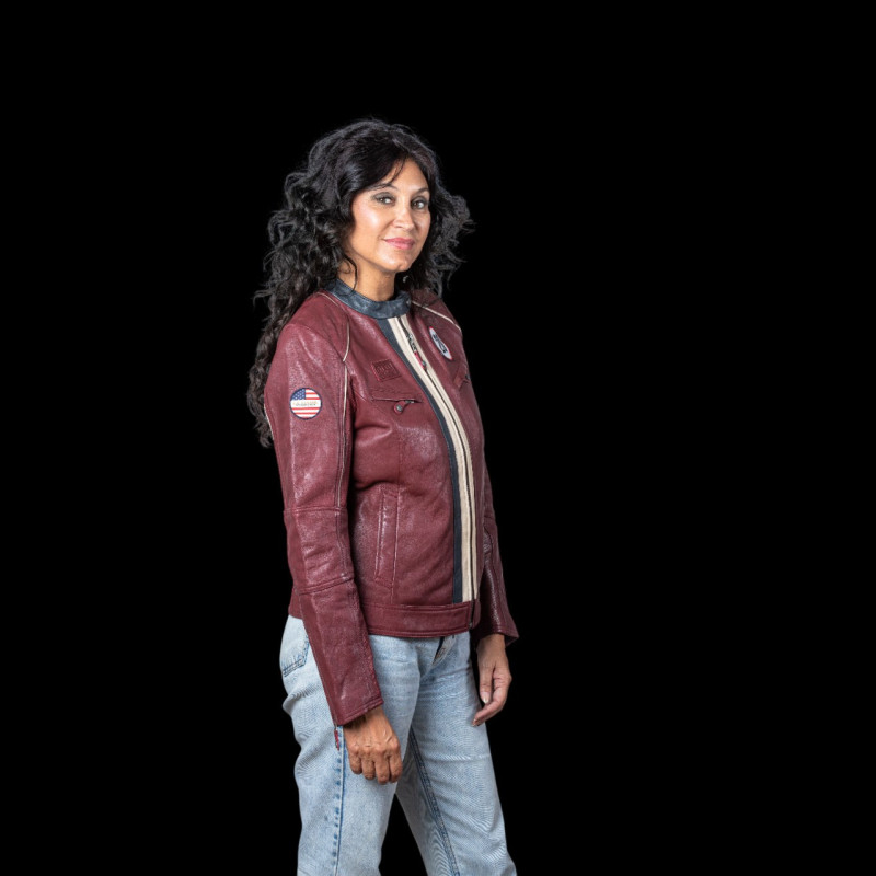 Steve McQueen Lederjacke Jutta Dunkelrot Damen – Racing-Stil 1971 ...