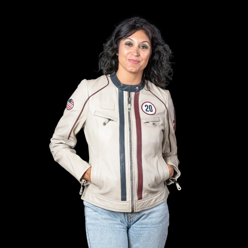 Steve McQueen Lederjacke Jutta Ecru Damen – Racing-Stil 1971 ...