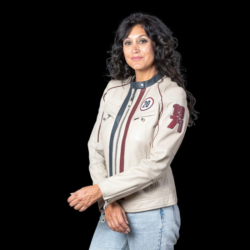 Steve McQueen Lederjacke Jutta Ecru Damen – Racing-Stil 1971 ...
