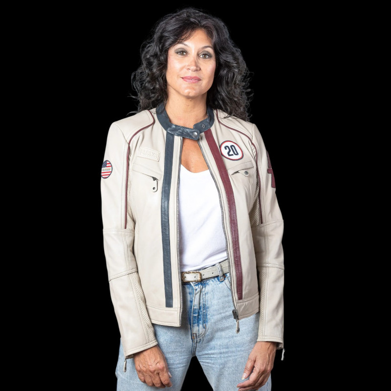 Steve McQueen Lederjacke Jutta Ecru Damen – Racing-Stil 1971 ...