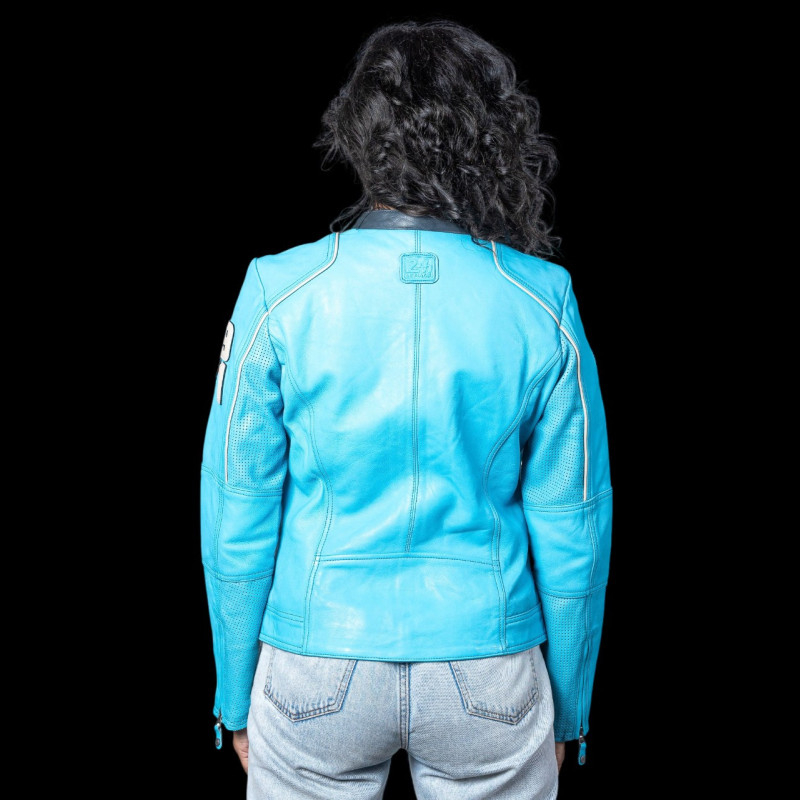Steve McQueen Lederjacke Jutta Nordisch Blau Damen – Racing-Stil 1971 ...