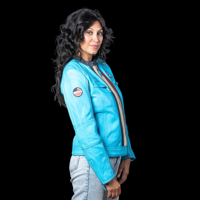 Steve McQueen Lederjacke Jutta Nordisch Blau Damen – Racing-Stil 1971 ...
