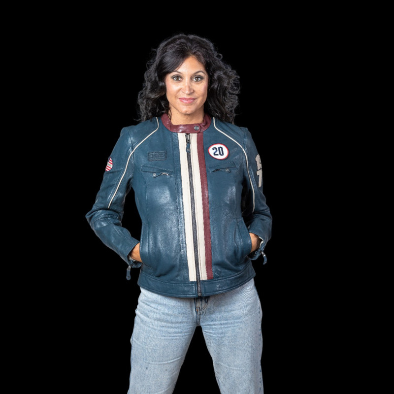 Steve McQueen Lederjacke Jutta Royalblau Damen – Racing-Stil 1971 ...