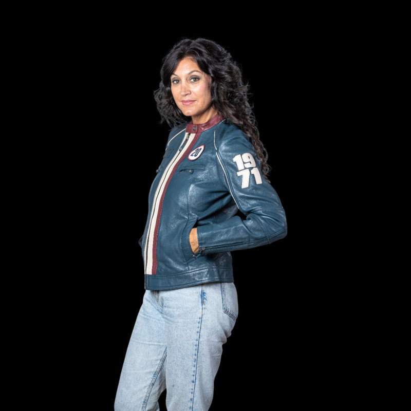 Steve McQueen Lederjacke Jutta Royalblau Damen – Racing-Stil 1971 ...