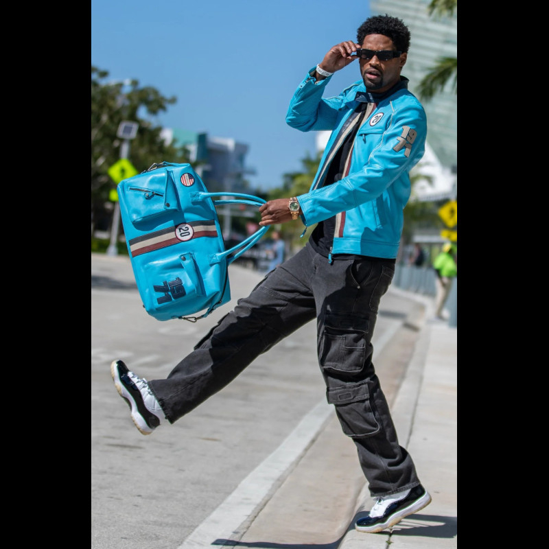 Steve McQueen Travel Bag Nolan 6 48H Leather Nordic Blue – Retro Racing ...