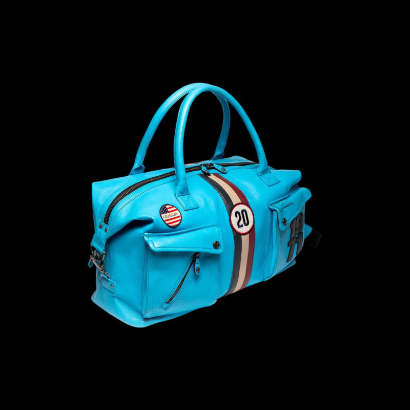Steve McQueen Travel Bag Nolan 6 48H Leather Nordic Blue – Retro Racing ...