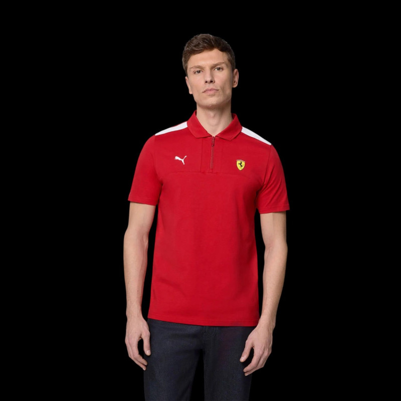 Polo Ferrari F1 Puma 1/4 Zippé Rouge Cerise Leclerc / Hamilton - Homme - 701232789-001