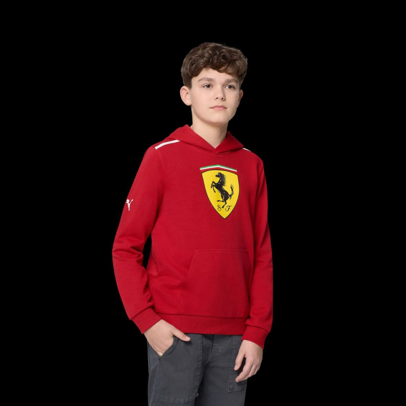 Sweat Ferrari à capuche F1 Puma Écusson Géant Rouge Cerise Leclerc ...