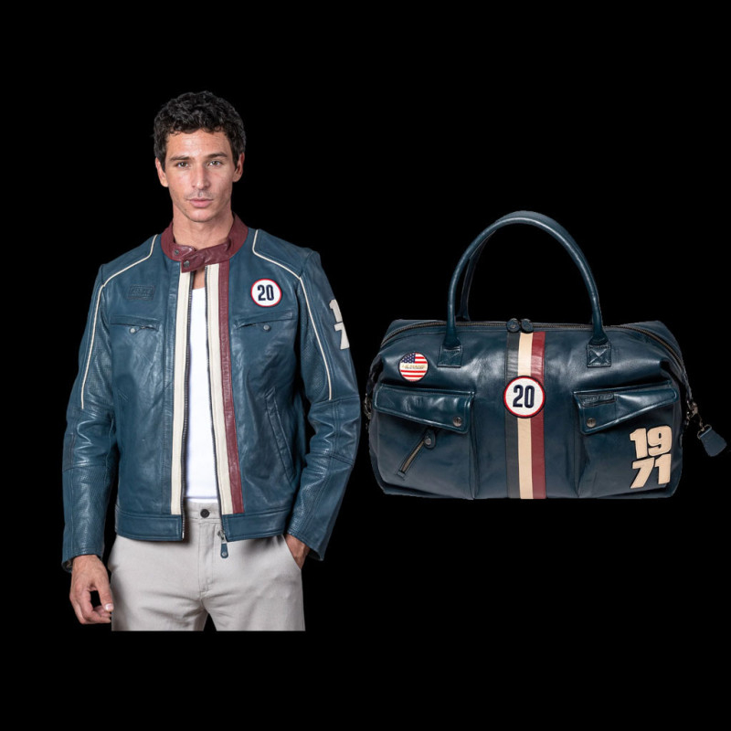 Steve McQueen Set – Liam Leather Jacket + 48H Travel Bag Royal Blue ...