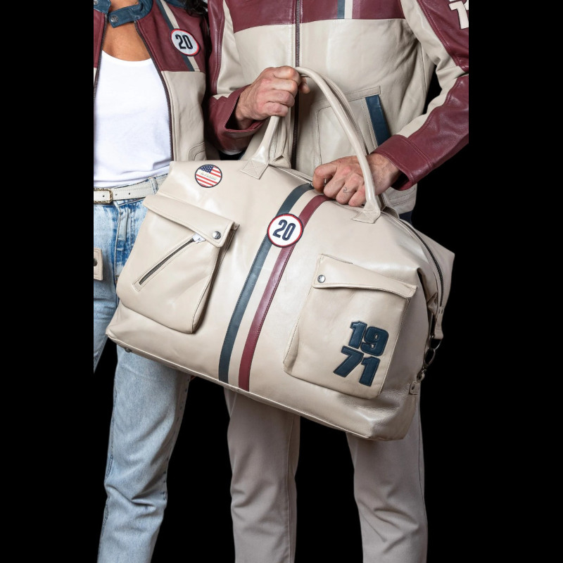 Steve McQueen Set – Liam Leather Jacket + 48H Travel Bag Ecru – 27671-2574 / 27662-2574