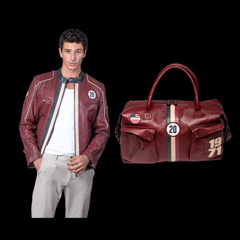Steve McQueen Set – Liam Leather Jacket + 48H Travel Bag Dark Red – 27671-4010 / 27662-4010