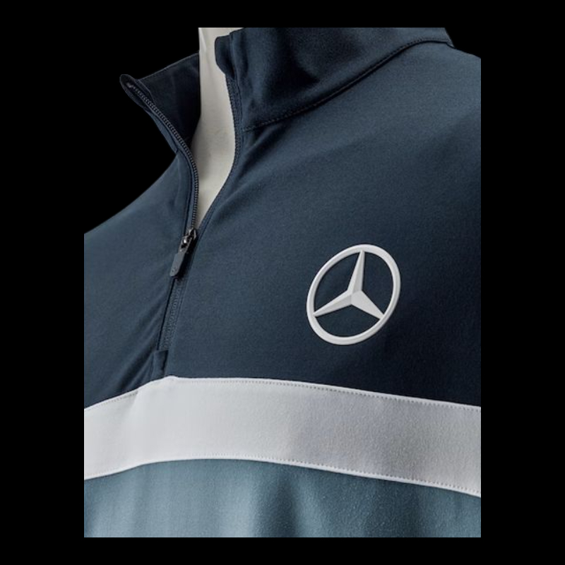 Pull Mercedes-Benz Pas cher Demi Zip Puma Colorblock Bleu / Blanc ...