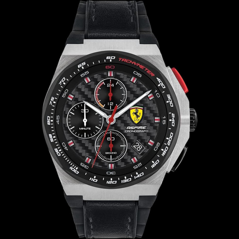Montre Ferrari Aspire Chronographe Noir Bracelet Cuir / Silicone 0830791