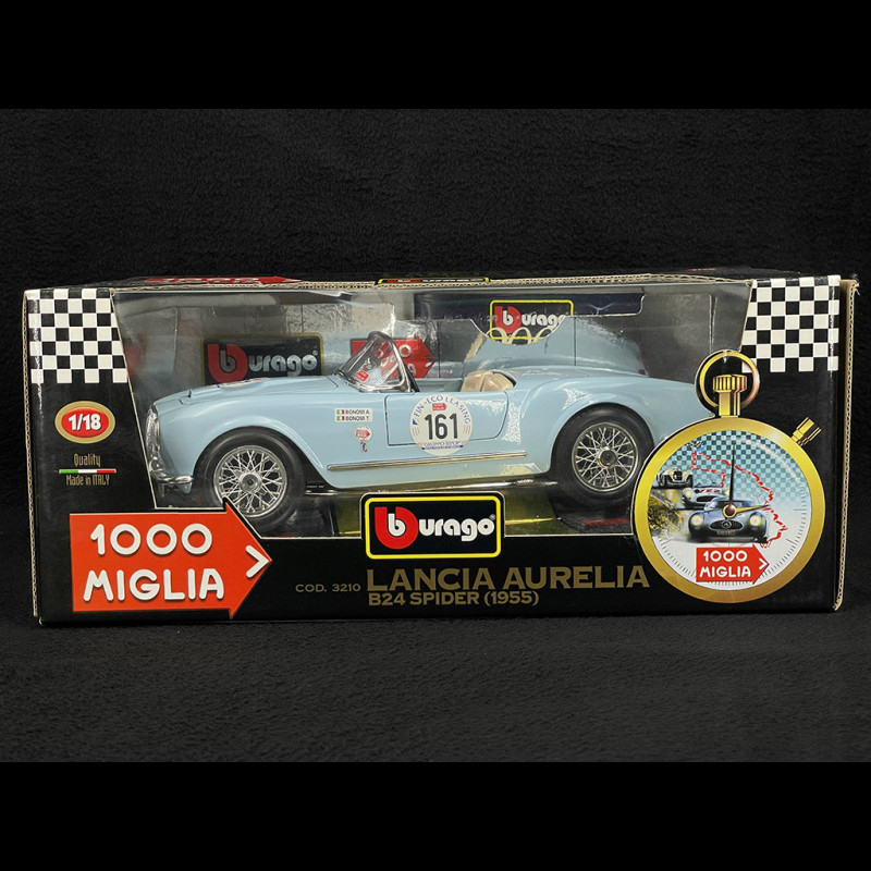 Lancia Aurelia B24 Spider n°161 Mille Miglia 1955 Bleu Clair Métallique ...