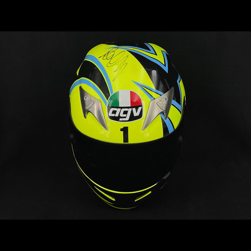 Signed Valentino Rossi Helmet AGV Ti-Tech By Roby Yellow Blue Size L ...