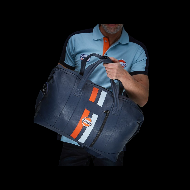 Gulf Travel Bag Racing in Leather Navy Blue GU252ACM01-100