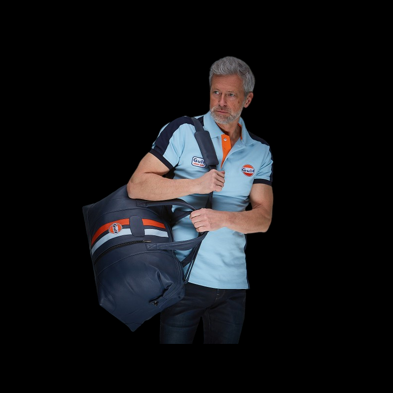 Gulf Travel Bag Racing in Leather Navy Blue GU252ACM01-100