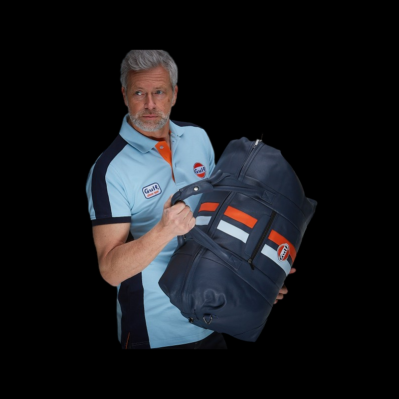 Gulf Travel Bag Racing in Leather Navy Blue GU252ACM01-100