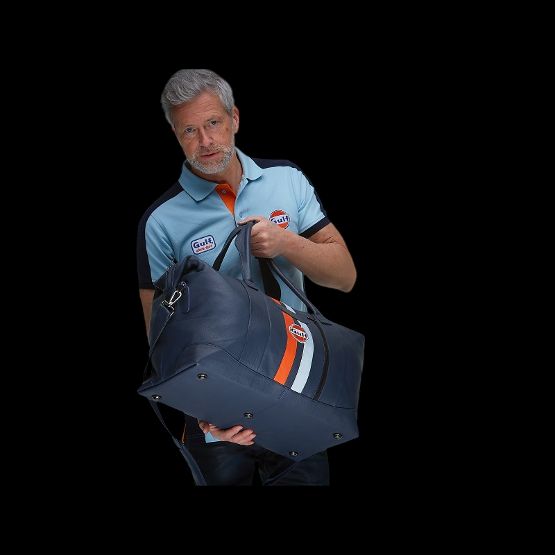 Gulf Travel Bag Racing in Leather Navy Blue GU252ACM01-100