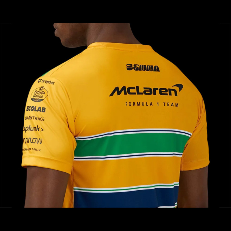 McLaren T-Shirt F1 Team Ayrton Senna Monaco GP Yellow TM10678 - Men's