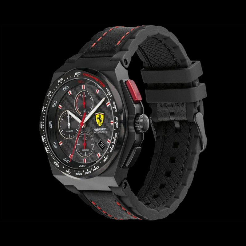 Ferrari Watch Aspire Chronograph Black Leather Strap FE-083-0792