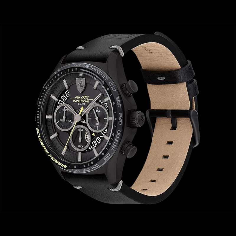 Montre Ferrari Pilota Evo Chronographe Bracelet Cuir Noir FE-083-0823