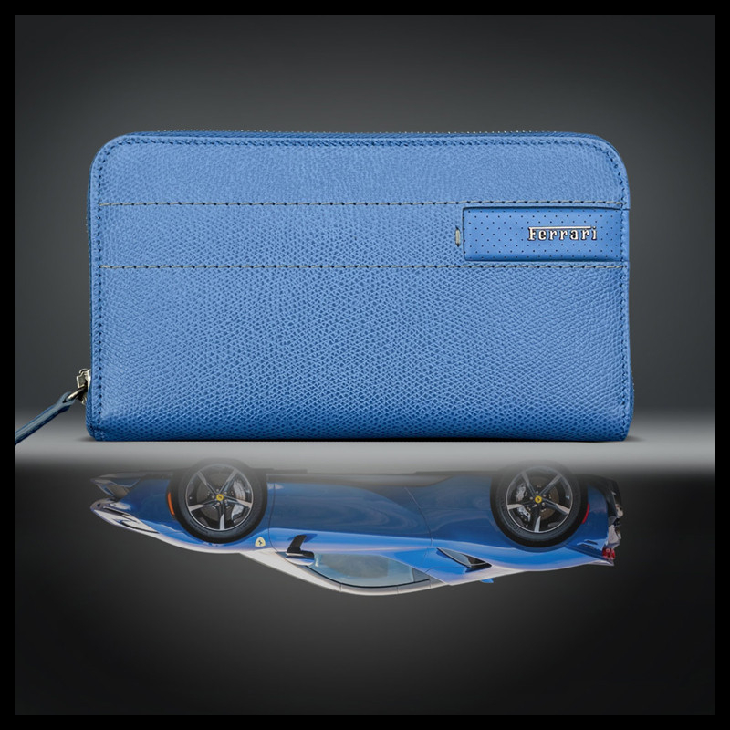 Ferrari Wallet / Purse Blue Leather Made in Italy 13056BLU0