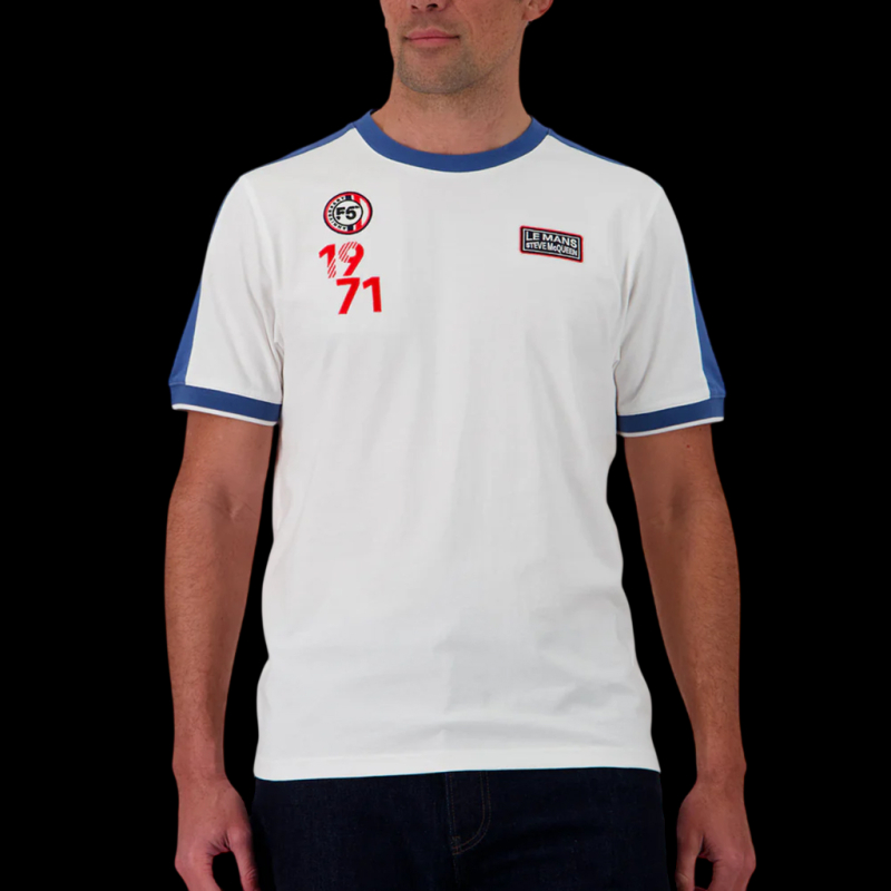 Steve McQueen T-Shirt Le Mans 1971 White / Blue SQ261TSM02-002 - Men