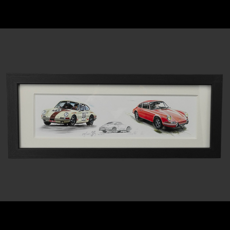 Cadre Porsche 911 S 1974 et 911 T 1972 Cadre en Bois Noir 38 x 15 cm ...