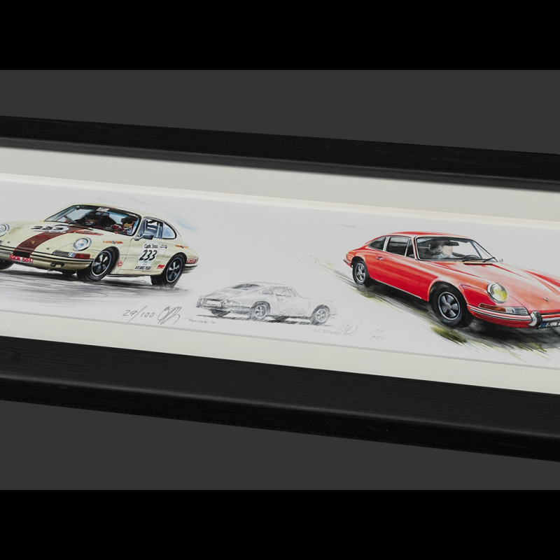 Porsche Frame 911 S 1974 and 911 T 1972 Black Wooden Frame 38 x 15 cm ...