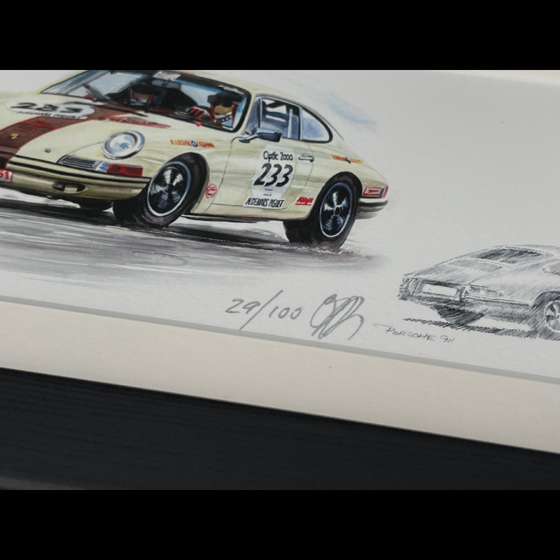 Porsche Frame 911 S 1974 and 911 T 1972 Black Wooden Frame 38 x 15 cm ...
