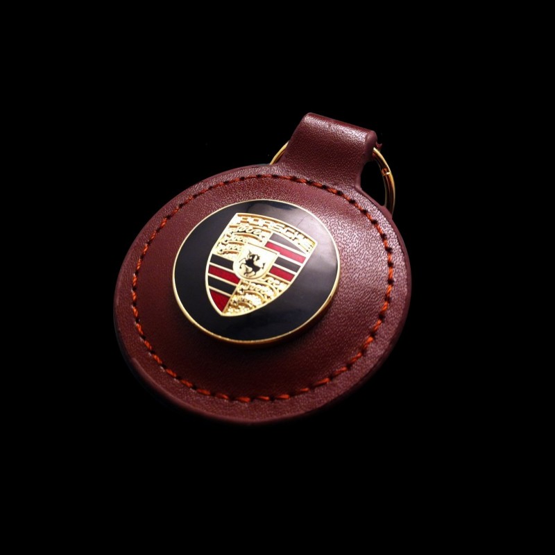 Porsche crest keyring brown round