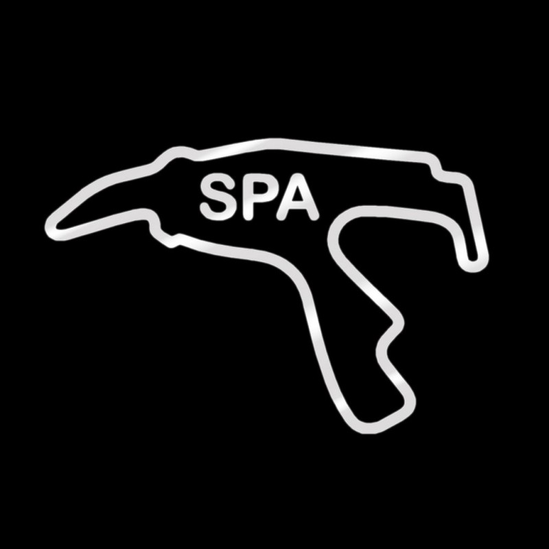 Sticker Spa race track silver outline no background