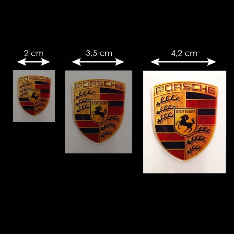 Set of 4 Porsche Crest 3D stickers 5,5 x 4.2 cm