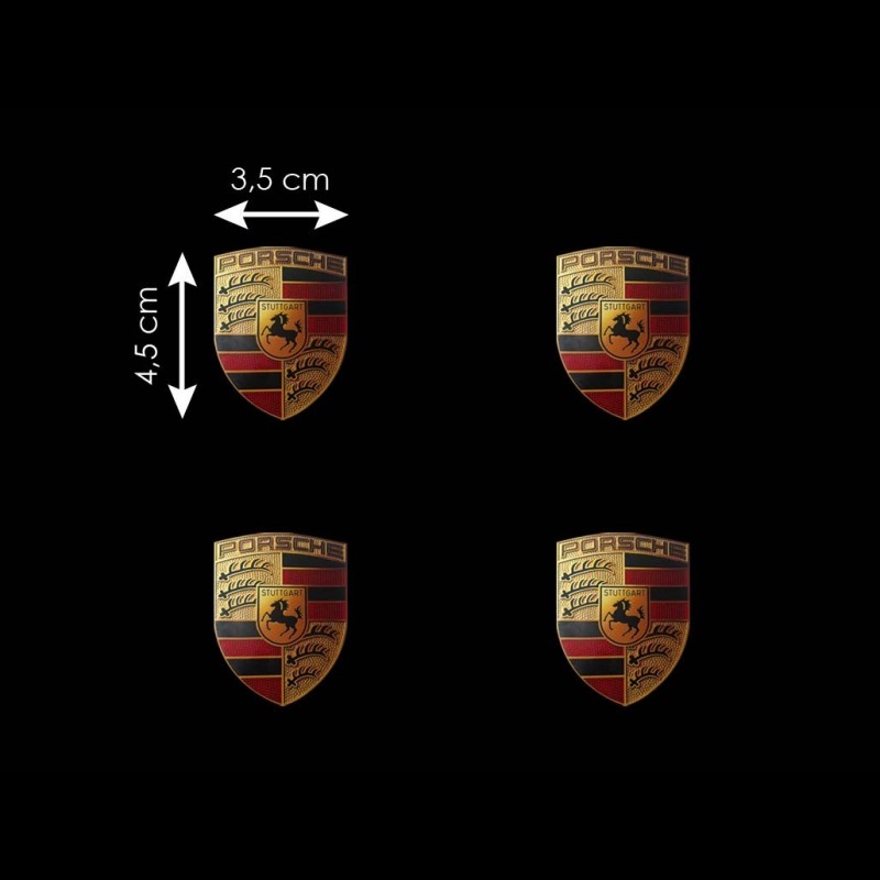 Set of 4﻿ Porsche Crest sticker 4,5 x 3.5 cm