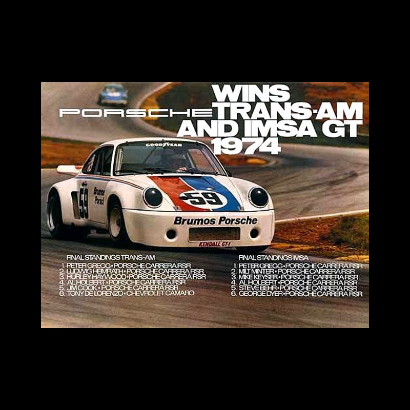 Porsche Poster 911 Carrera RSR wins Trans-am and Imsa GT 1974 - 31