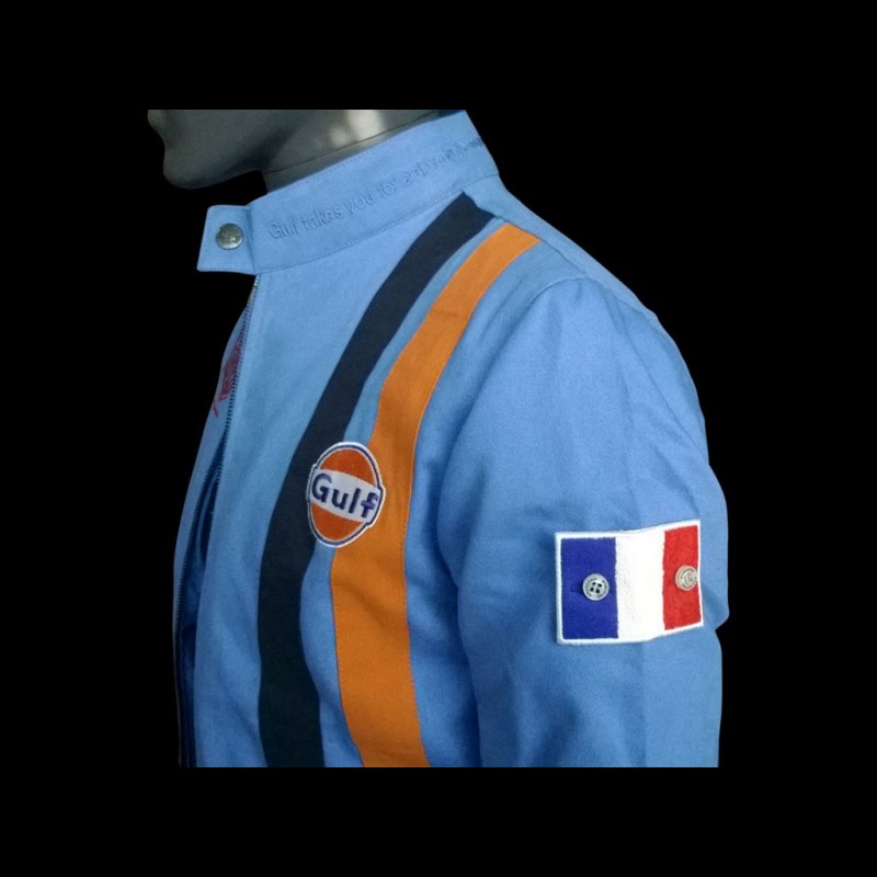 Gulf Jacket Steve Mc Queen Le Mans cobalt blue cotton - men