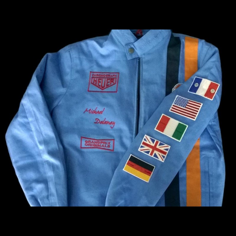 Veste Gulf Steve McQueen Le Mans coton bleu cobalt - homme