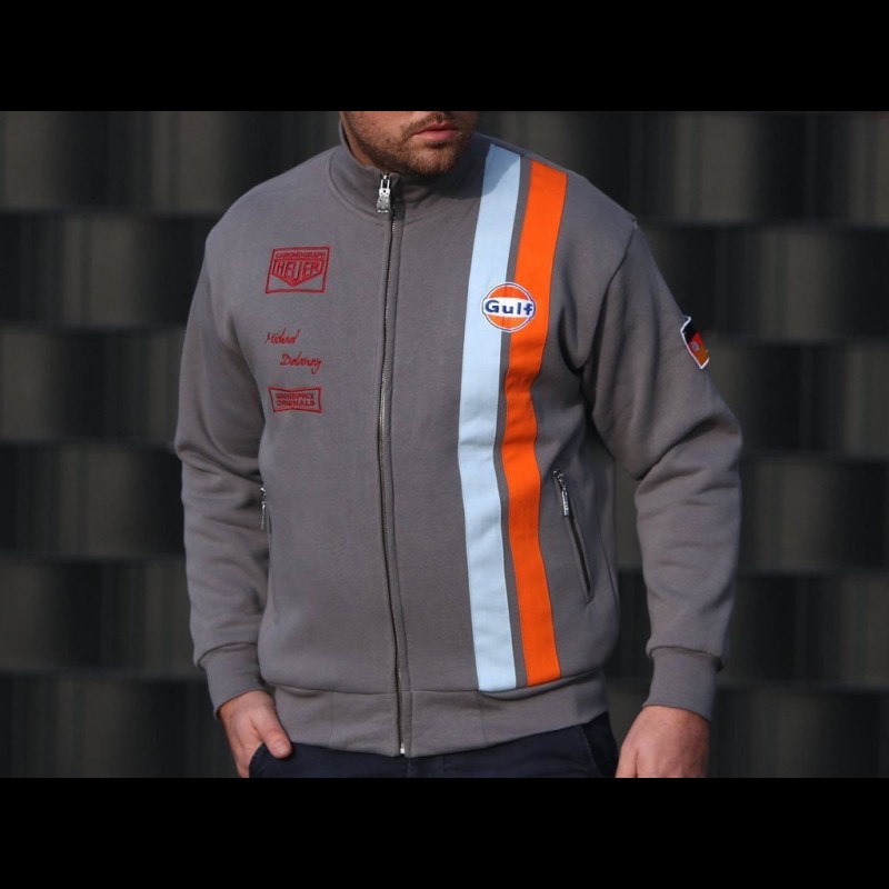 Gulf Jacket Steve Mc Queen Le Mans grey fleece - men