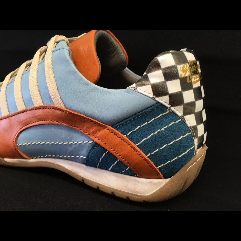 Sneaker / basket shoes style race driver Gulf blue - men