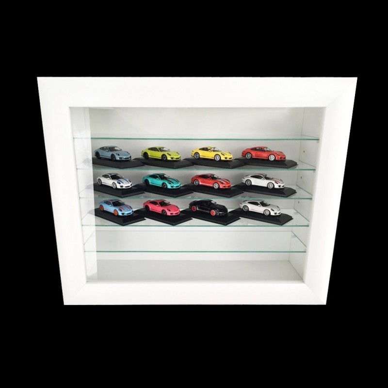Wall showcase for 8 to 50 Porsche models scale 1/43 1/24 1/18 - White