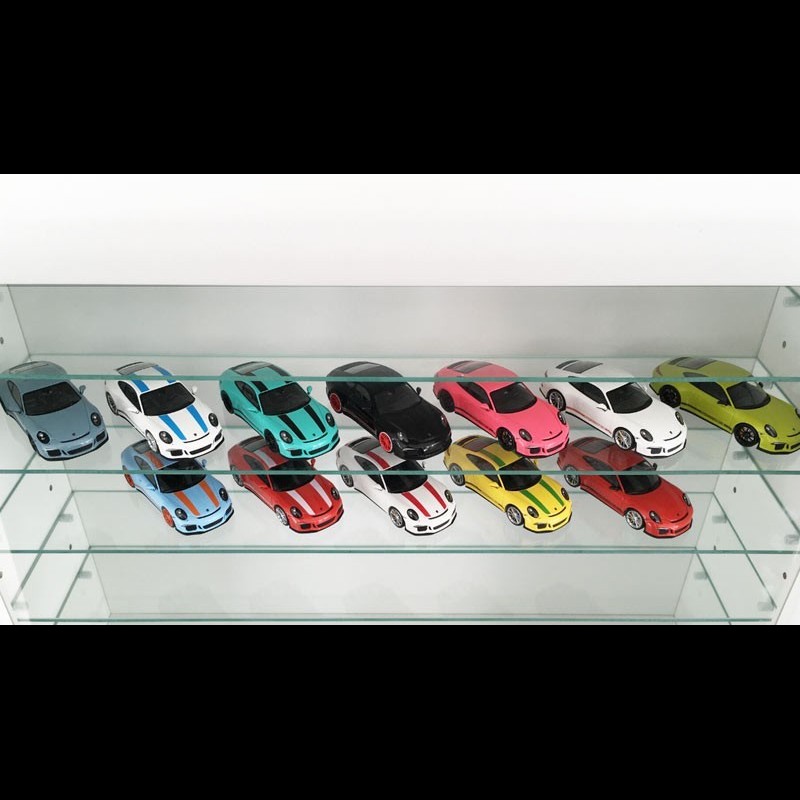 Wall showcase for 8 to 50 Porsche models scale 1/43 1/24 1/18 - White