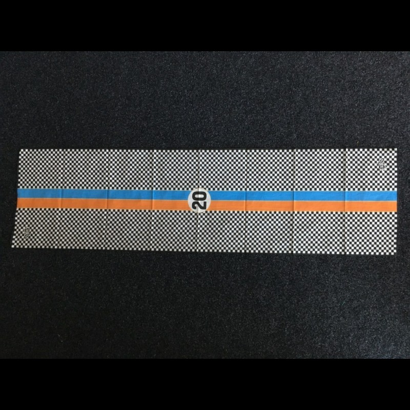 Scarf necktie Gulf checkered flag n° 20 orange and blue stripes
