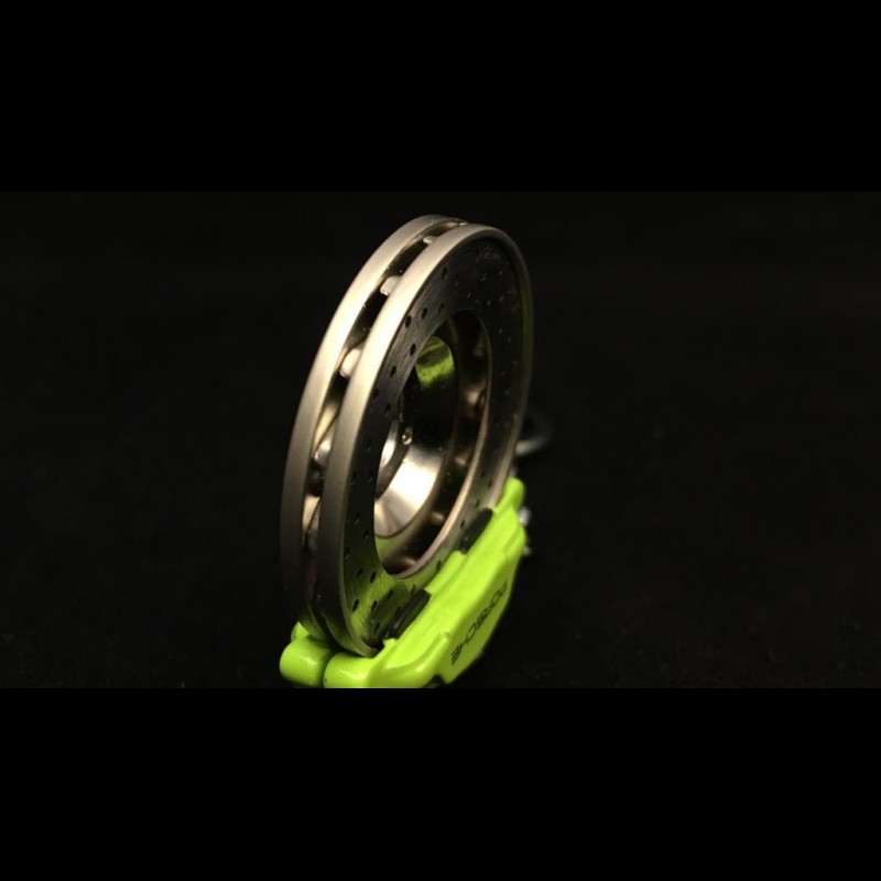 Porsche brake disc keyring acid green