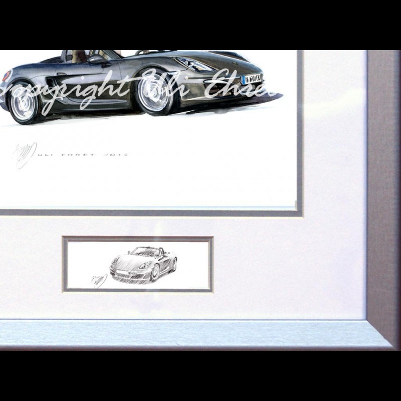 Porsche Boxster 981 black wood frame aluminum with black and white ...