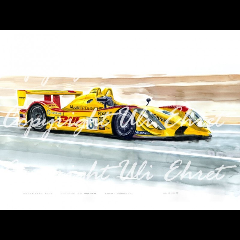 Porsche RS Spyder n° 6 yellow DHL wood frame aluminum with black and ...